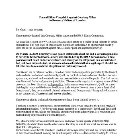 Formal Ethics Complaint Against Courtney Milandocx Docdroid