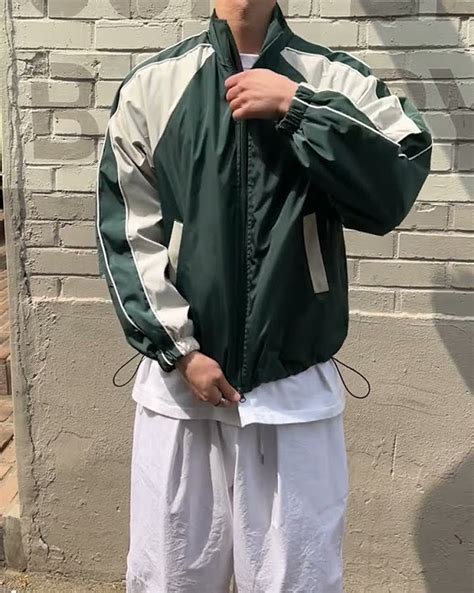 남자 코디 파이핑 라인 디테일 꾸안꾸 유니크 트렌디 하이넥 풀집 바시티 나일론 자켓 재킷 바람막이 윈드브레이커 투웨이 스트릿 남자 쇼핑몰 추천 Youtube