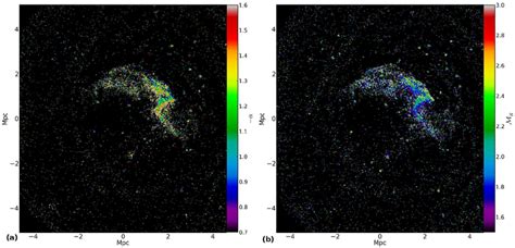 a radio spectral index map as obtained from the maps of radio