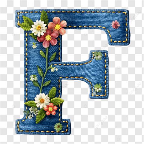 부드러운 꽃이 있는 데님 문자 F 온화한 편지 에프 Png 일러스트 및 이미지 에 대한 무료 다운로드 Pngtree