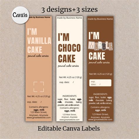 Vanilla Cake Loaf Slice Editable Sticker Template Bite Size Cake