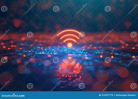 Wireless Network And Connection Abstract Data Background With Wifi Symbol Generative Ai Stock
