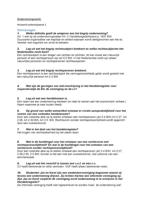 Ondernemingsrecht Welke Definitie Geeft De Wetgever Aan Het Begrip
