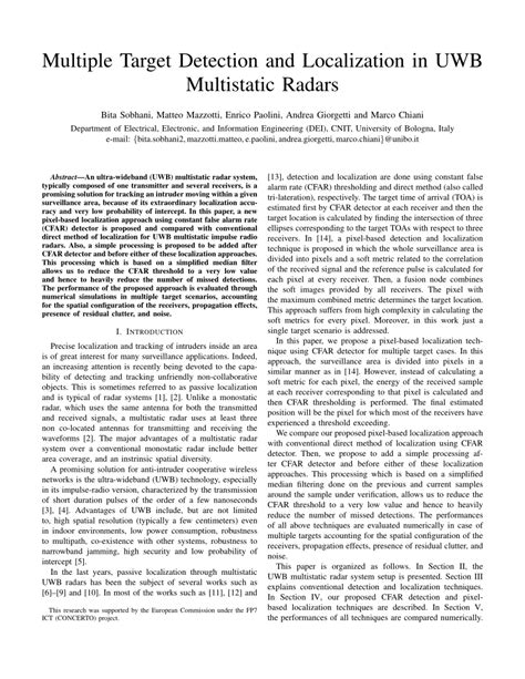 Pdf Multiple Target Detection And Localization In Uwb Multistatic Radars