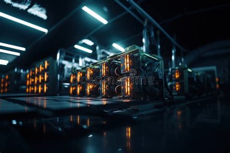 A Crypto Mining Farm With Rows Of Computer Equipment Highlighting The Energy And Technology