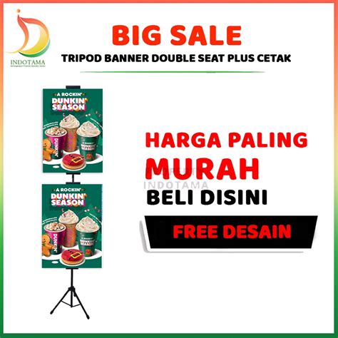 Jual Stand Banner Doubble Seat 4 Sisi Atas Bawah Plus Cetak Banner