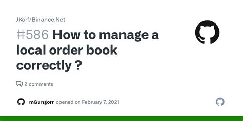 How To Manage A Local Order Book Correctly Issue Jkorf