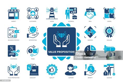 Value Proposition Solid Icon Set Stock Illustration Download Image
