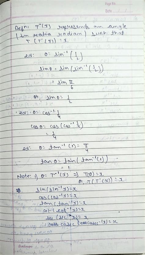 Solution Inverse Trigonometric Functions Handwritten Notes With Solved