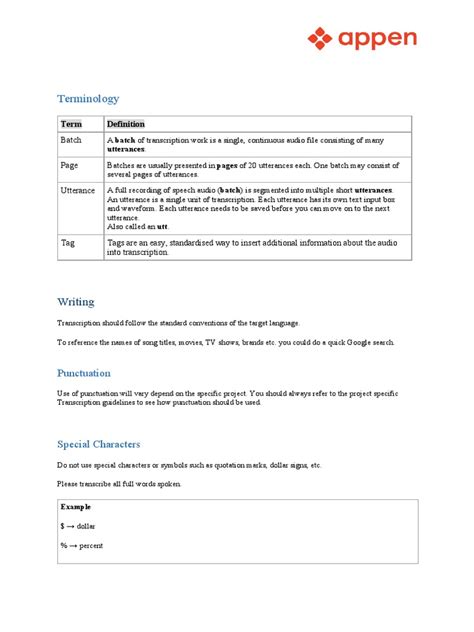 Transcription Simple Guidelines Pdf Acronym Word