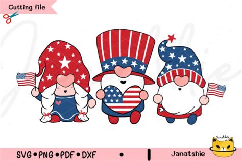 Three 4th Of July Svg Patriotic Gnomes Graphic By Janatshie · Creative