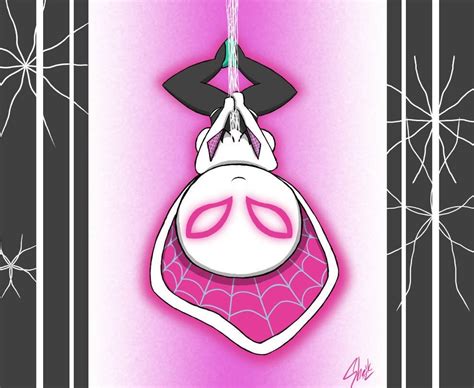 A Spider Man Hanging Upside Down On A Pink And Black Striped
