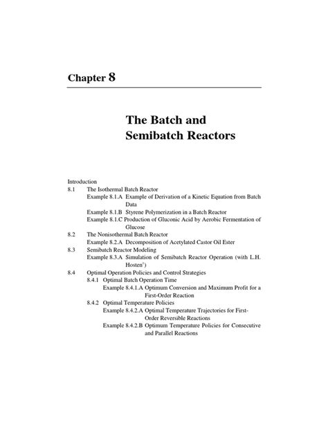 Understanding Batch And Semibatch Reactors Through Worked Examples