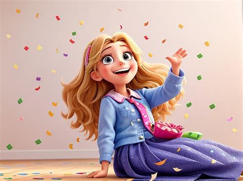 Premium Ai Image Portrait Of Lovely Amazed Cheerful Girl Sitting