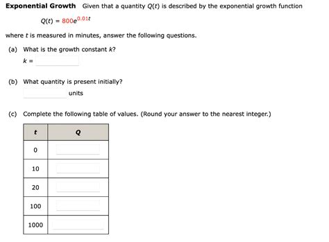 Solved Exponential Growth Given That A Quantity Q T Is