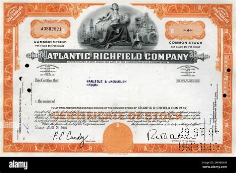 Stock Share Certificate Atlantic Richfield Company 40 Shares Stock