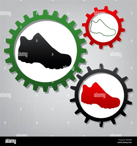 Boot Sign Vector Three Connected Gears With Icons At Grayish