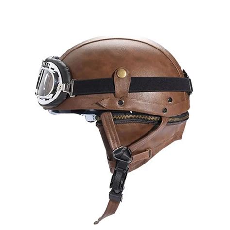 Pu Leather Motorcycle Helmet Retro Harley Half Helmet Vintage Motorbike