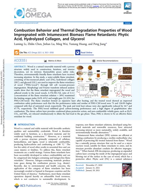 Li Et Al 2021 Combustion Behavior And Thermal Degradation Properties Of