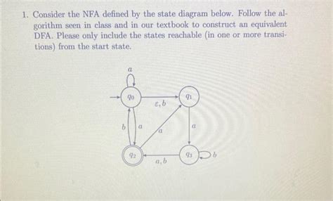 1 Consider The NFA Defined By The State Diagram Chegg