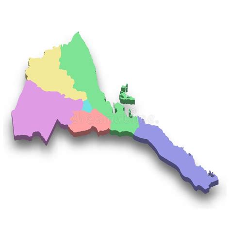 3d Isometric Colored Map Of Eritrea Stock Vector Illustration Of