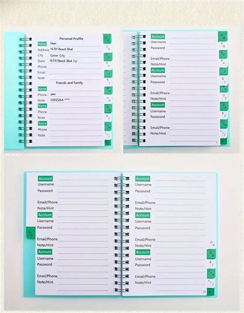 A6 Mini Size Spiral Password Keeper Book Alphabetical Tabs Temu