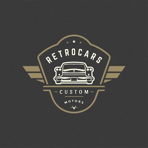 Modelo de logotipo de carro clássico elemento de design vetorial estilo vintage Vetor Premium