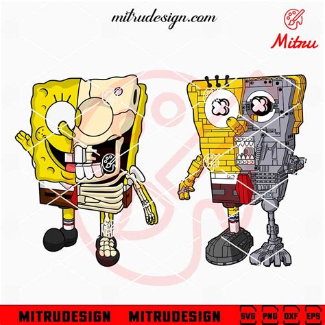 Spongebob Squarepants Half Skeleton Svg Spongebob Squarepants Horror Halloween Svg Vector