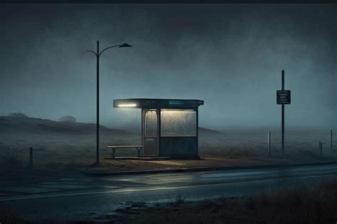 Premium Ai Image A Dark And Lonely Bus Stop With No Sign Of Life In