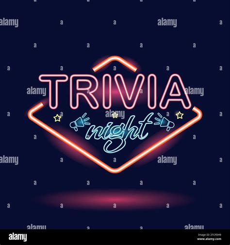 Colored Retro Trivia Night Neon Announcement Vector Stock Vector Image
