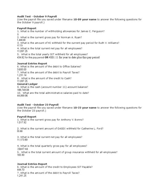 Audit Test 120514 Pdf Payroll Payroll Tax