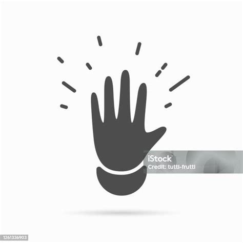 제기 된 손 벡터 플랫 아이콘 안녕하세요 안녕 손 이모티콘 일러스트 5명에 대한 스톡 벡터 아트 및 기타 이미지 5명 개념
