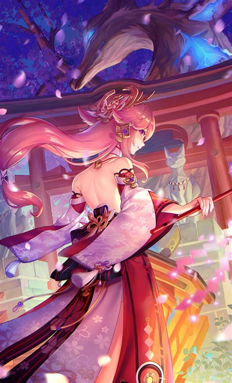 Wallpaper Gadis Anime Yae Miko Genshin Impact Genshin Impact