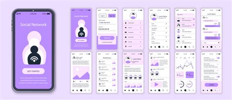 Social Network Mobile App Interface Screens Vector Image