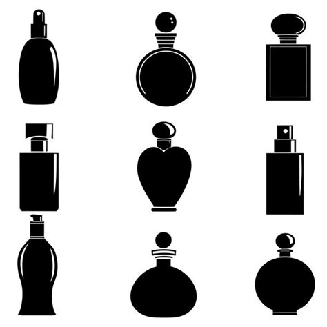 Una Colección De Botellas De Perfume Blancas Y Negras Vector Premium