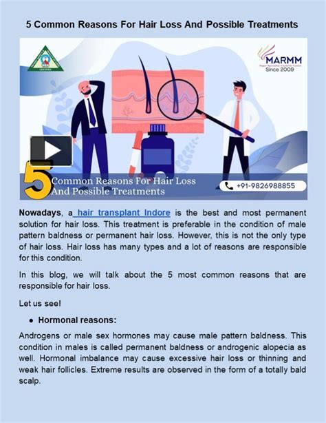 Ppt 5 Common Reasons For Hair Loss And Possible Treatments Powerpoint