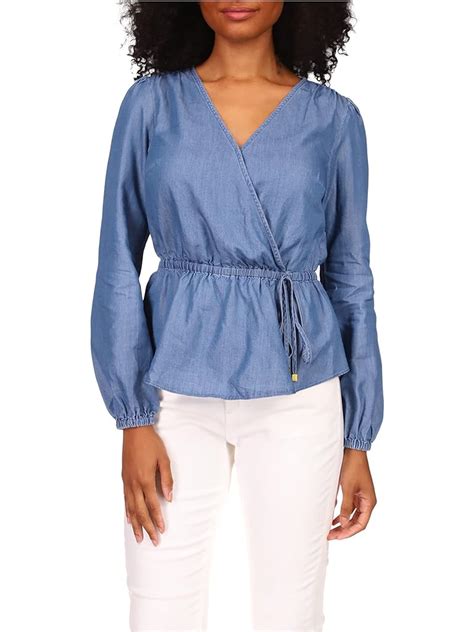 Michael Michael Kors Long Sleeve Belted Shirt Dress Free Shipping