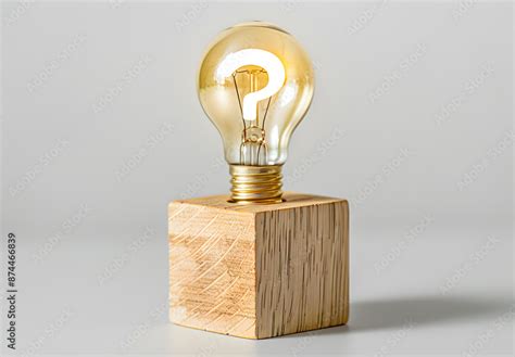 Foto De Stock Wooden Block With A Question Mark And Light Bulb Icon For Faq Problem And