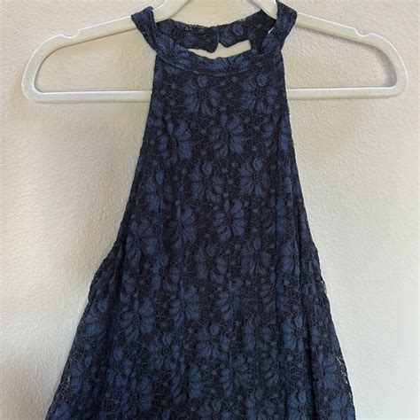 MINKPINK Dresses Minkpink Navy Black Lace Halter Dress Poshmark