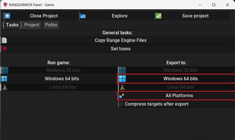 Exporting Your Project — Range Engine Manual Latest Documentation