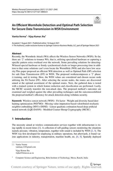 An Efficient Wormhole Detection And Optimal Path Selection For Secure Data Transmission In Wsn