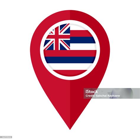 ハワイの国旗を持つフラットマップマーカーアイコン白い背景に分離型 アイコンのベクターアート素材や画像を多数ご用意 アイコン アメリカ