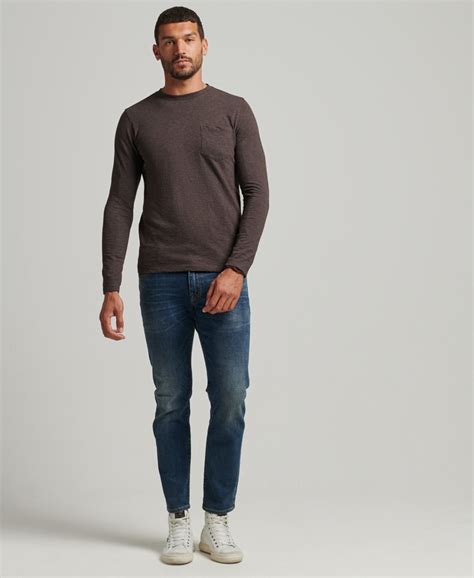 Mens Long Sleeve Slub Jersey Top In Coffee Marl Superdry Uk