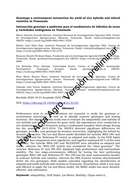 Pdf Genotype X Environment Interaction For Yield Of Rice Hybrids And Inbred Varieties In