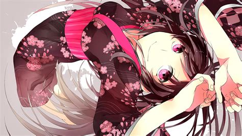 Wallpaper Illustration Long Hair Anime Girls Brunette Looking At