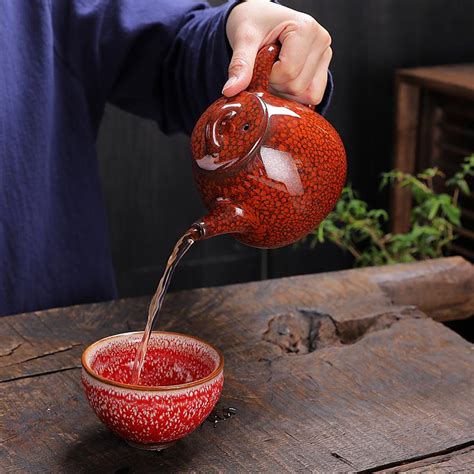 Orange Handmade Jianzhan Tenmoku Teapot Tenmokus
