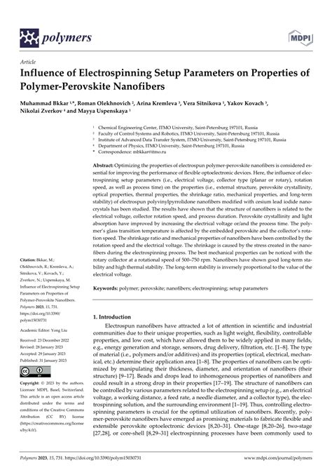 Pdf Influence Of Electrospinning Setup Parameters On Properties Of
