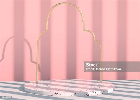 그림자가 있는 추상적인 빈 연단 제품 프레젠테이션을 위해 스탠드를 모의합니다 3d 렌더 최소한의 개념 제품을 표시합니다 0명에