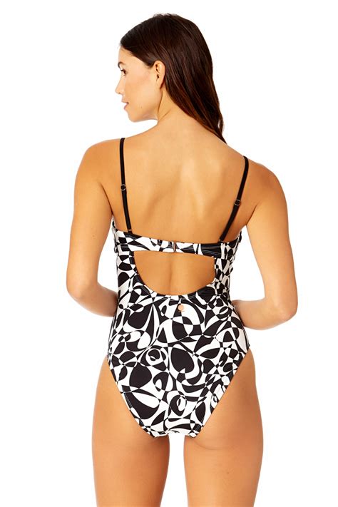 Womens Piped Keyhole One Piece Swimsuit