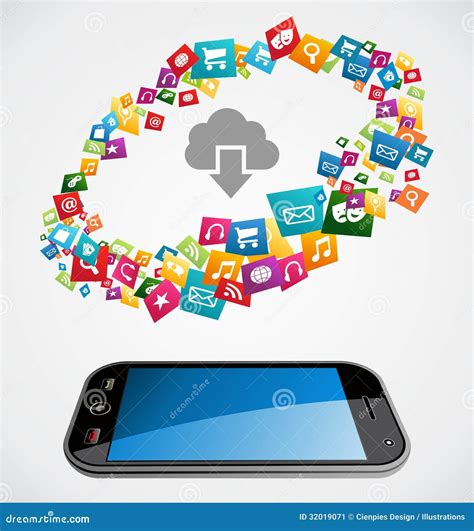 Cloud Computing Mobile Application Stock Vector Illustration Of Notes